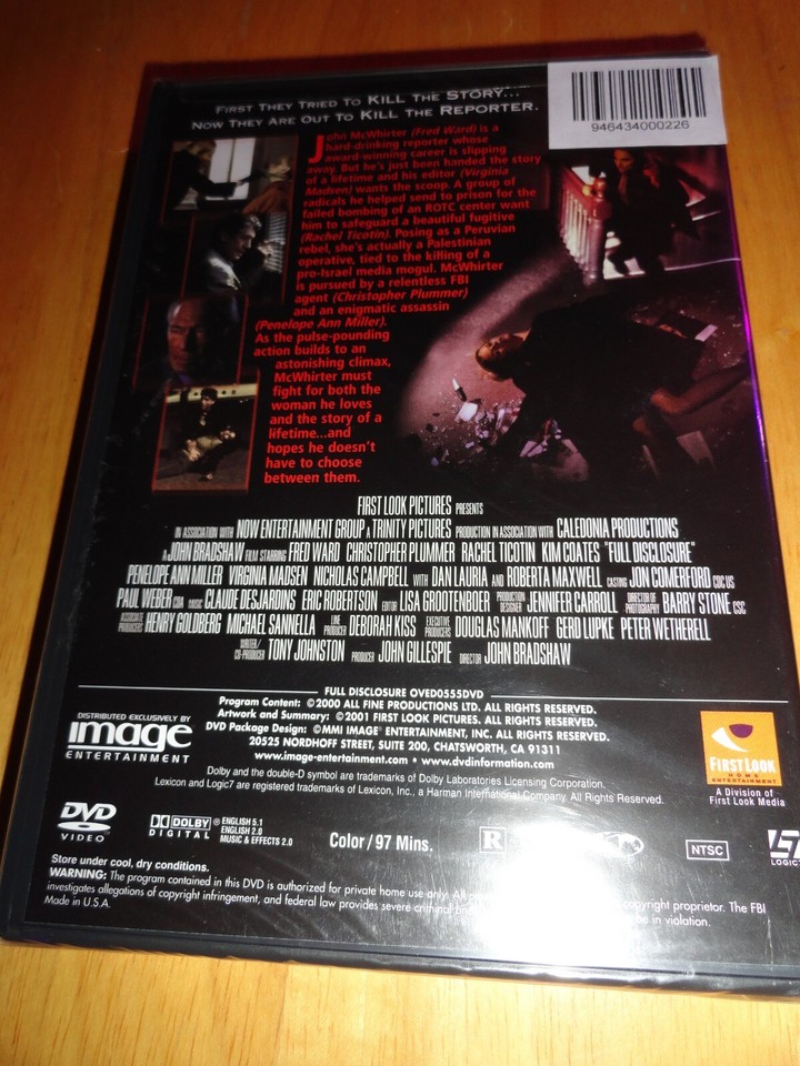 Full Disclosure (DVD, 200) New Sealed Crime Thriller Suspense ...