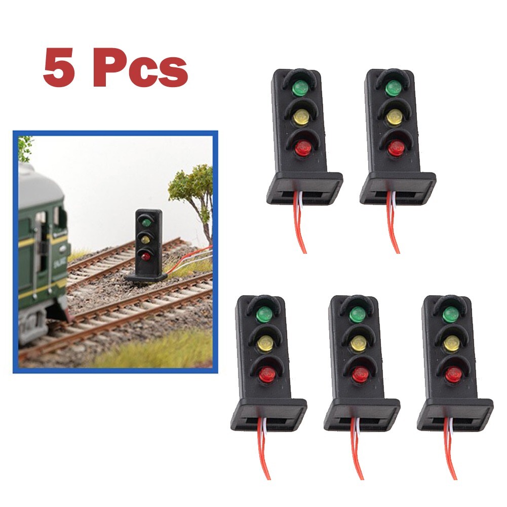 5Pcs Model Train Signals 3-Lights OO/HO Scale Railroad LED Signal Lamp ...