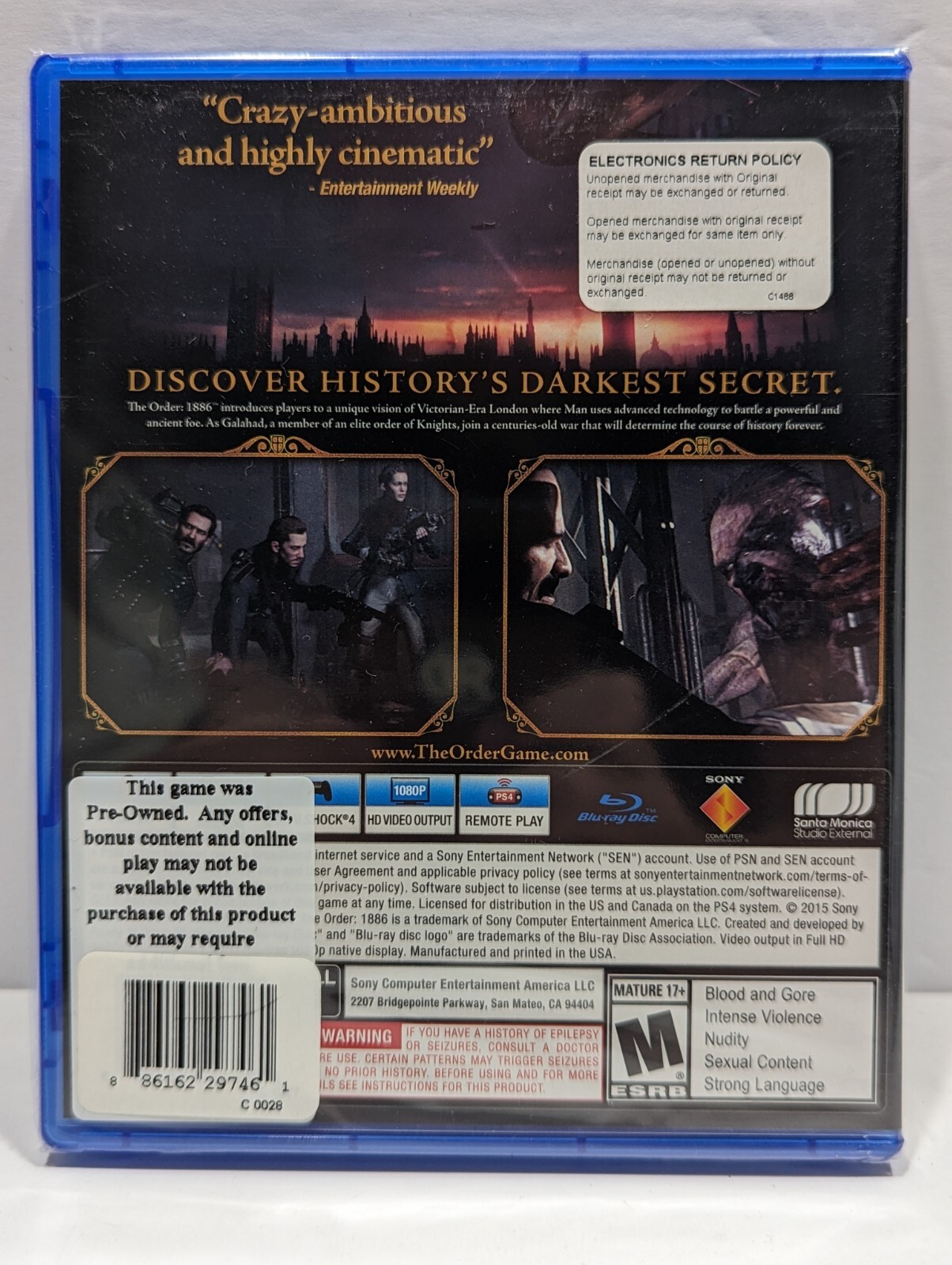 Order: 1886 (Sony PlayStation 4, 2015) for sale online | eBay
