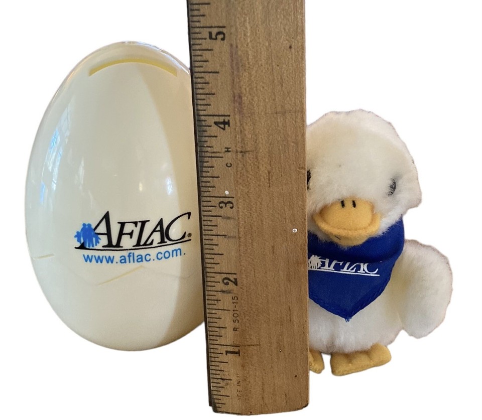 AFLAC Plush Baby Duck Key Chain Plastic Money Bank Egg Advertising ...