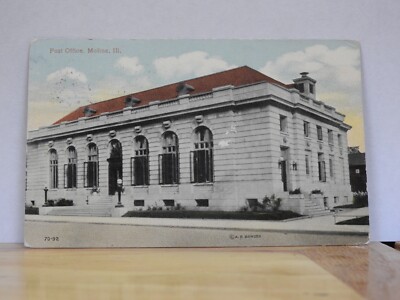 Post Office Moline, Illinois Posted 1916 Lithograph Postcard B240 | eBay