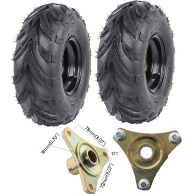 2Set 145/70-6 Wheel Tire 3 Lug Rim 17T Rear Axle Hubs for ATV Go Kart ...