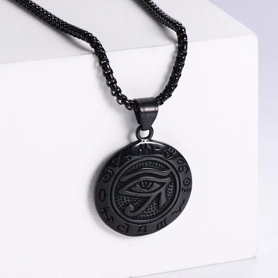 Black Egypt Eye of Horus Pendant Necklace Men Punk Retro Rock Jewelry ...
