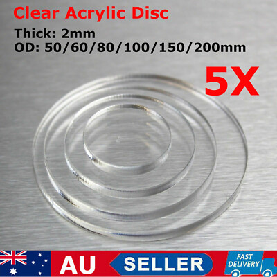 5PCS 2mm Thick Clear Acrylic Discs Circle Laser Cut Plastic Disks 50 ...