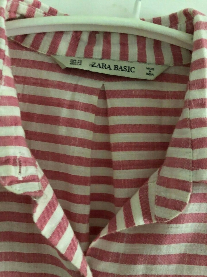 ZARA Stripy White and Pink Viscose Shirt XS | eBay