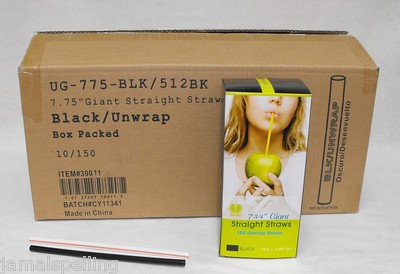1500 piece 7.75" GIANT BLACK SMOOTHIE STRAWS fat drinking soda straw | eBay