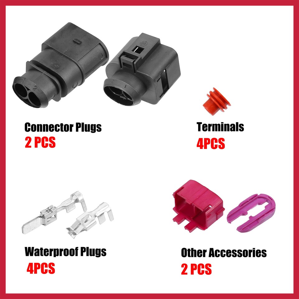 1J0973852/1J0973752 2 Pin Sealed Automotive Connector Set for VW for ...