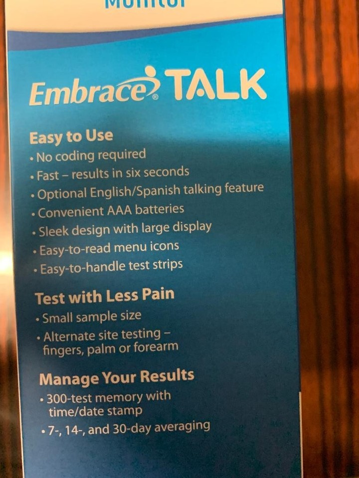 Embrace Blood Glucose Monitoring System Talking Machine No Coding ...