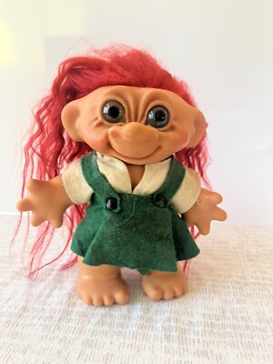 Vintage Dam Troll Doll Bank 6.5 Red Hair and Orignal Felt Outfit | eBay
