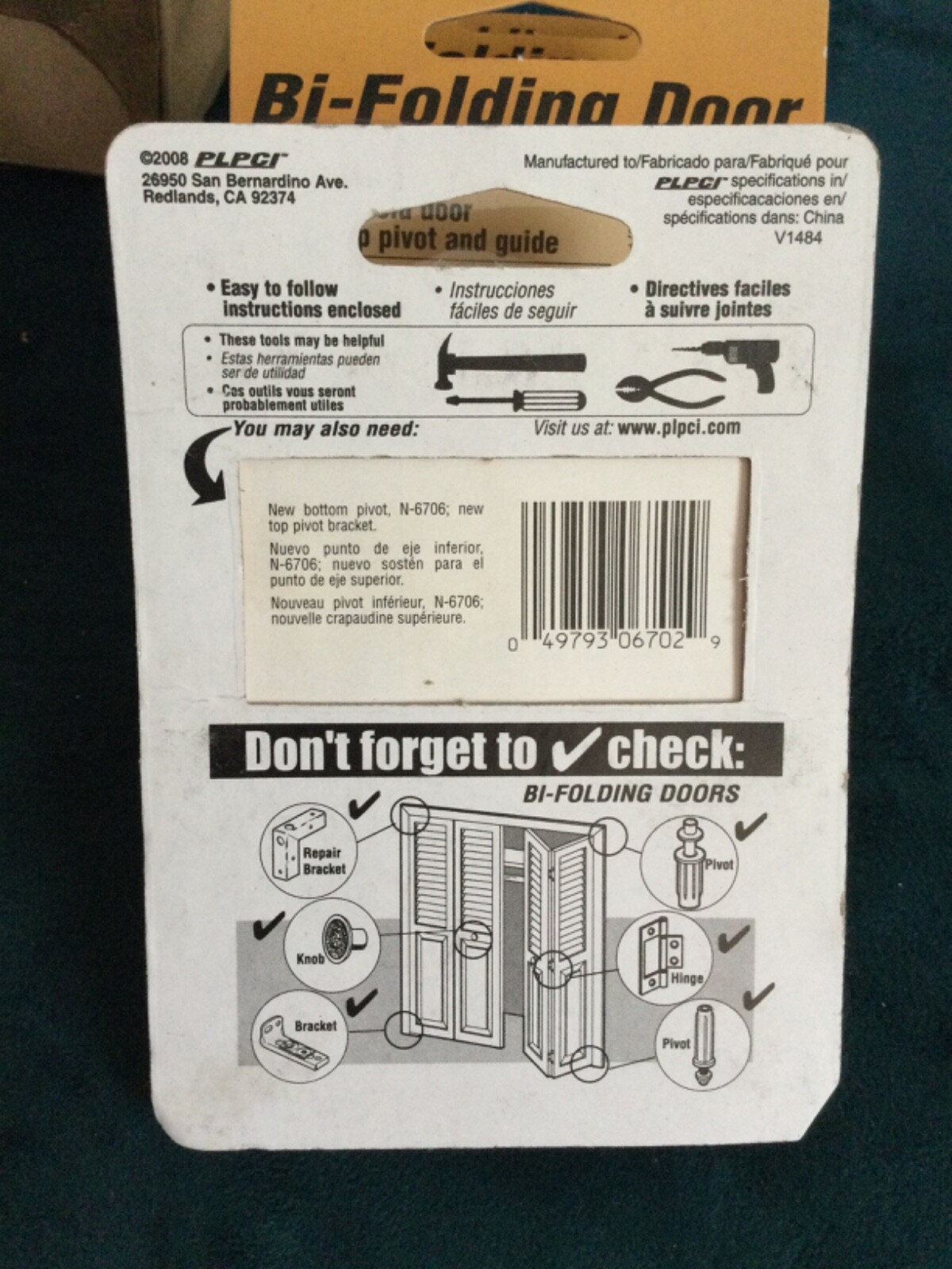 NEW PLPCI Bi-Folding Door Replacement Hardware Top Pivot and Guide N ...