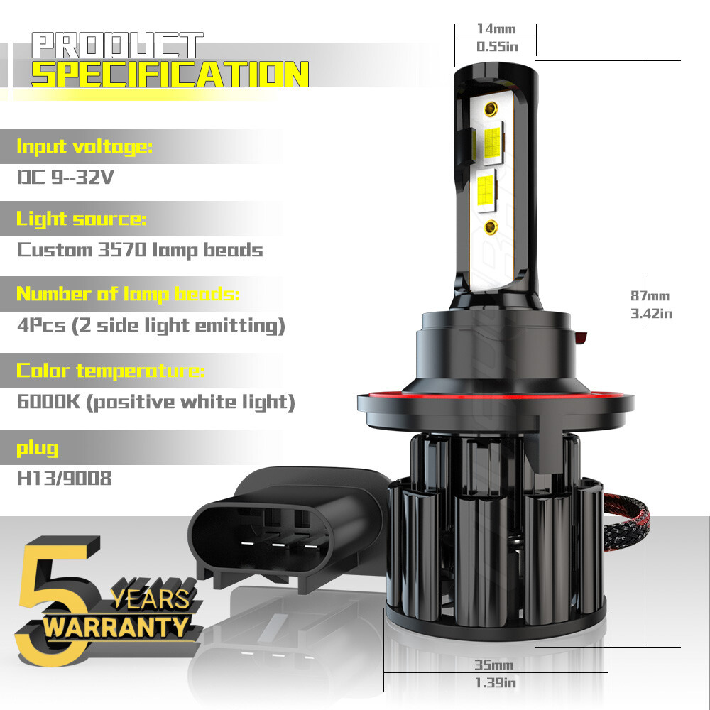 2x H13 LED Headlight Bulbs Hi&LoBeam 6000K FIT FOR FORD FREESTAR 2004 ...