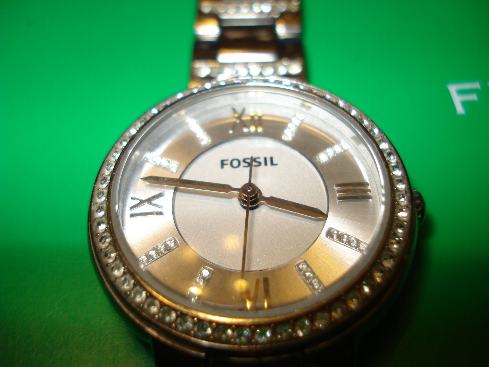 RARE GORGEOUS LADIES DIAMOND FOSSIL WATCH JEWELED MOVEMENT WELL MADE | eBay