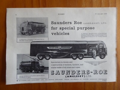 1/1959 PUB SAUNDERS ROE ANGLESEY AIRCRAFT REFUELLER BP AVIATION ...