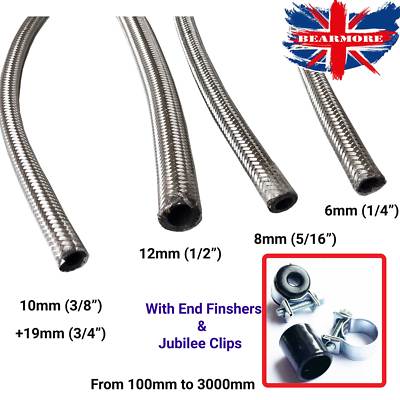 Braided Stainless Steel Fuel Hose Line & CLIPS FINISHERS Pipe Metal ...