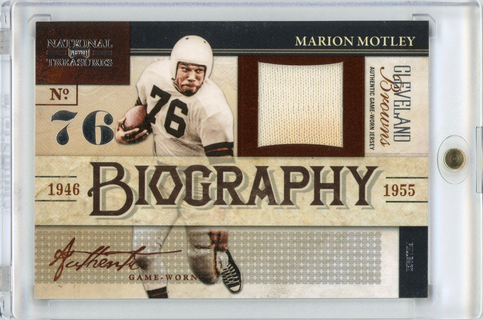 Marion Motley 2009 Playoff National Treasures Biography Stained Patch ...