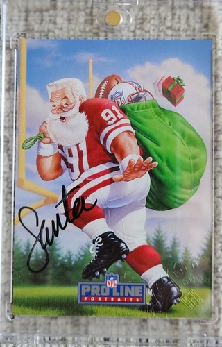 1991 Pro Line Football SANTA CLAUS Autograph Card NFL Certified Seal ...
