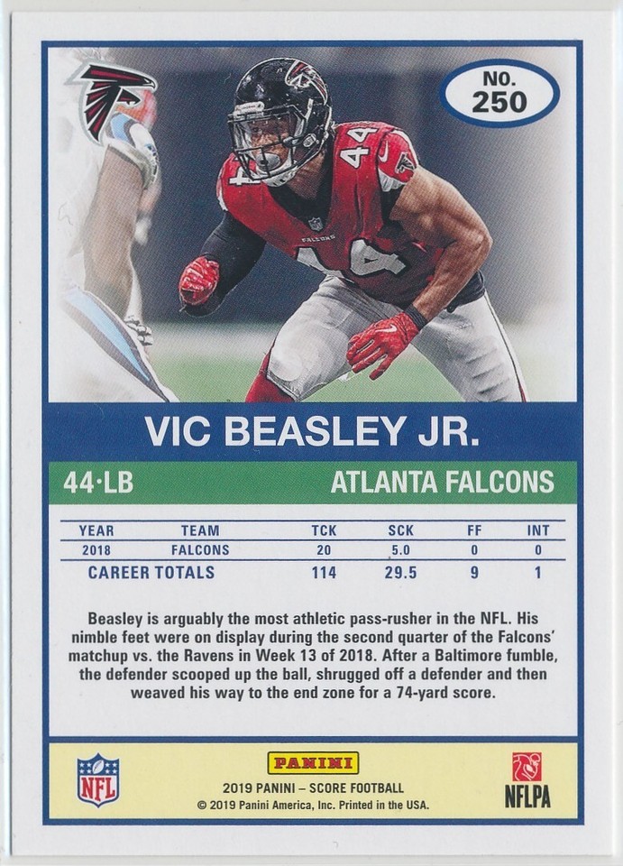 Vic Beasley Jr. - Atlanta Falcons - 2019 Panini Score Football - Base ...
