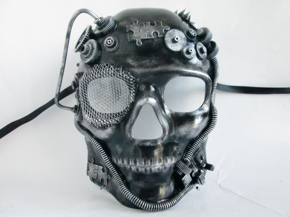 STEAMPUNK PHANTOM SKULL ROBOT MASQUERADE MARDI GRAS FICTION MENS ...