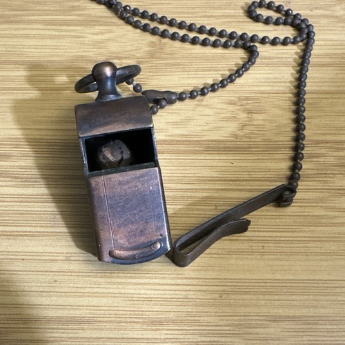 Vintage Military Style Brass Antique Whistle with Copper Chain | eBay
