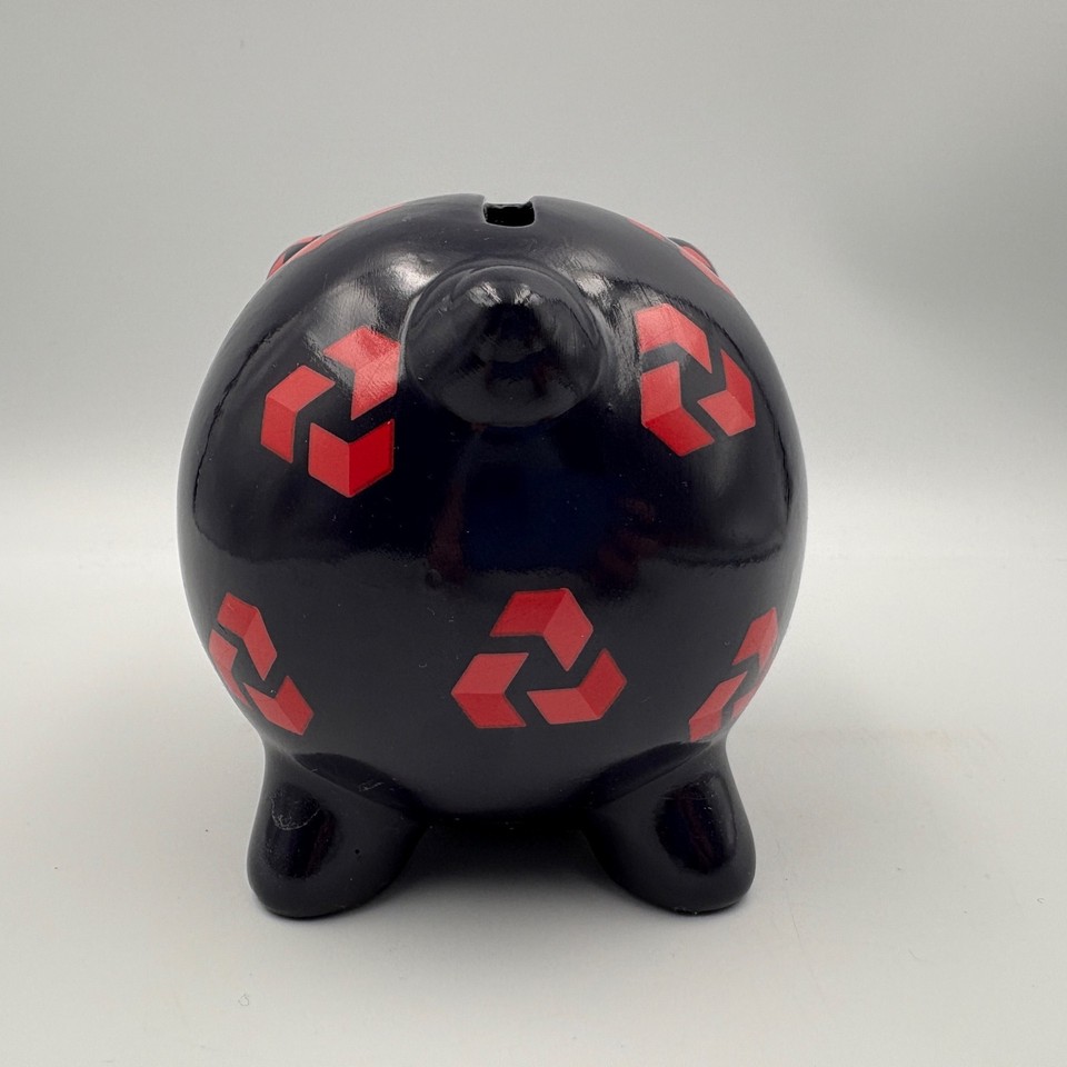 Natwest Piggy Bank Navy with Red Logo Pig Collectible Ceramic Money Box ...