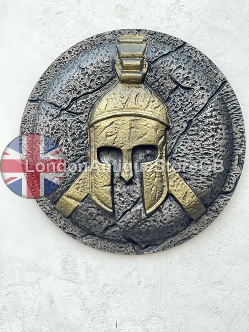 Hoplite greek shield corinthian helmet wall decor, Spartan handmade ...