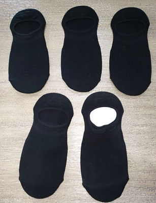 girls women 5 PAIR NEW solid black SOCKS no show one size STRETCH | eBay