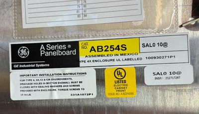 GE Panelboard Enclosure AB254S Stainless Steel A Series Electric Nema 4 ...