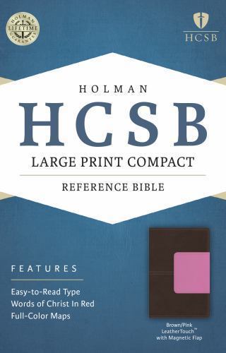 HCSB Large Print Compact Bible, Brown/Pink LeatherTouch with Magnetic ...
