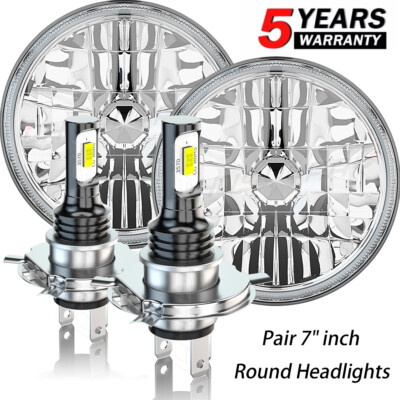 For Hummer H2 2003-2009 Pair DOT 7 inch Round LED Headlights DRL High ...