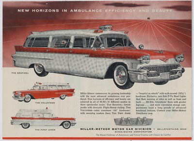 1958 Miller Meteor Ambulance Ad: Sentinel, Volunteer, & First Aider ...