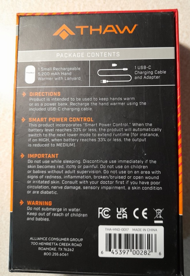 Thaw Rechargeable Handwarmer New In Box | eBay