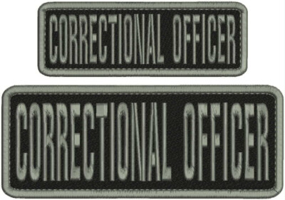 CORRECTIONAL OFFICER embroidery patches 3x8 and 2x6 hook on back black ...
