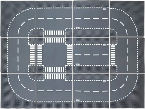 Road Base Plates for City Road Building Block,12 City Street Plates, 10 ...