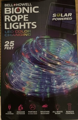 Bell + Howell 25 Feet Bionic Color Changing Solar Powered Rope Lights ...