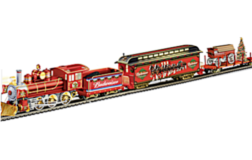 "Budweiser Holiday Express" Illuminated Electric Train w/Engine/Tinder ...