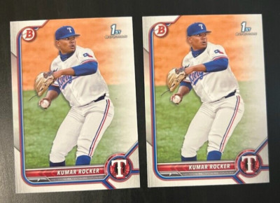 2 2022 1st Bowman BD164 Kumar Rocker Texas Rangers Baseball ROOKIE Card ...
