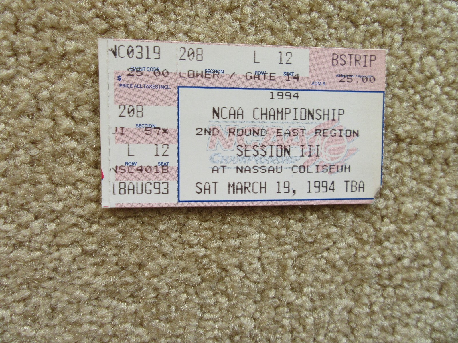 NCAA1994Collegiate Men's Basketball Championship 1st & 2nd Rounds ...