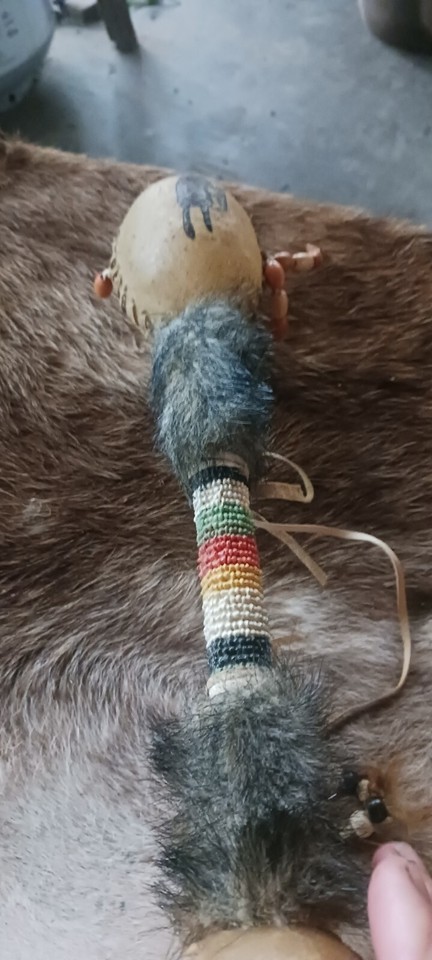 **AWESOME VINTAGE NATIVE AMERICAN HAND MADE DOUBLE RAWHIDE SHAMAN ...