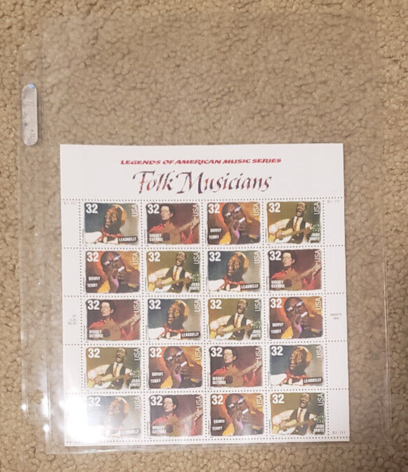 Legends Of Music Folk Musicians Mint Condition USPS STAMP 32c SHEET/ 20 ...