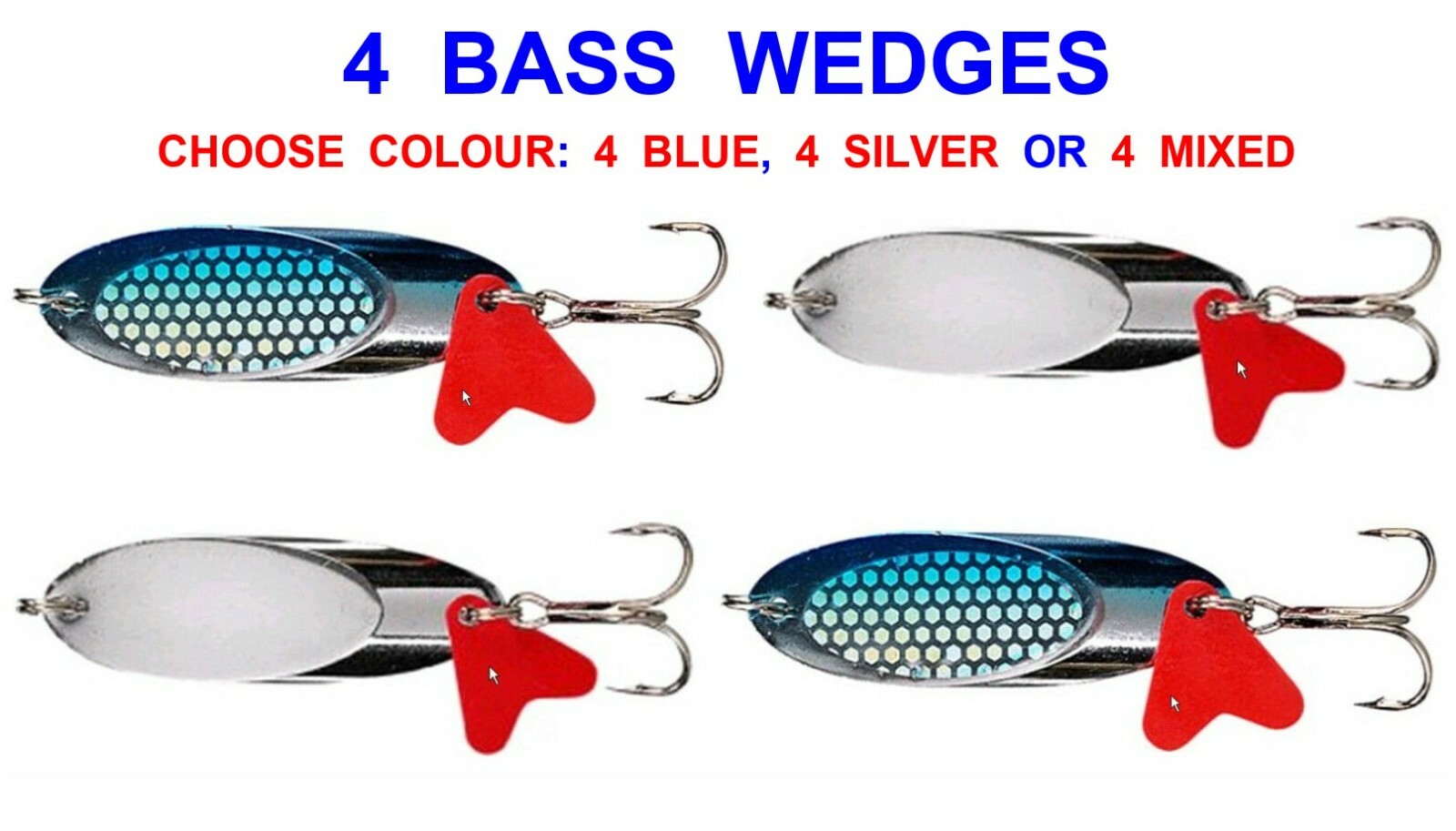 4 X 32g BASS WEDGES GAME COARSE SEA FISHING SPINNING LURES MACKEREL ...
