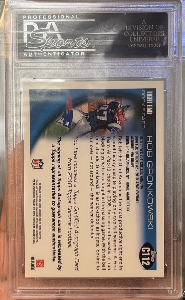 2010 Topps Chrome #C112 Rob Gronkowski Auto RC Gem Mint PSA 10 | eBay