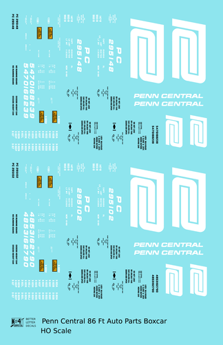 K4 HO Scale Decals Penn Central 86 Ft Auto Parts Boxcar White | eBay