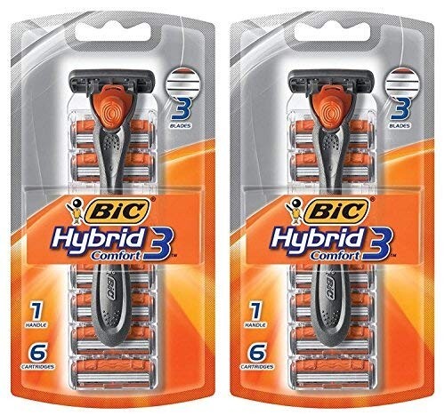 3 TOUGH BLADE Triple Blade Razor 6 Cartridges Micro Tough Pivoting Head ...