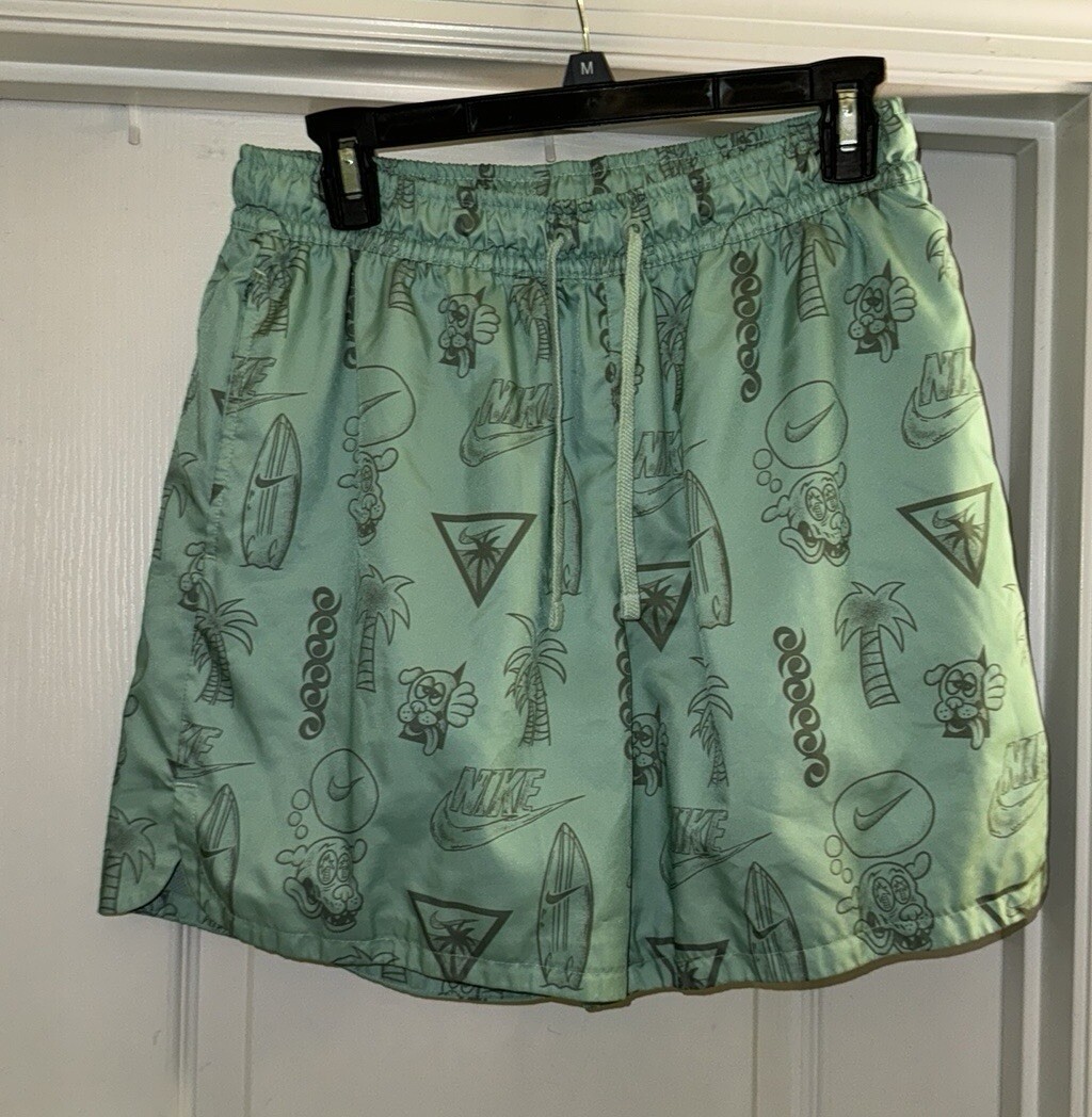 Nike Sportswear Woven Flow Shorts Beach Pattern Green - Gem