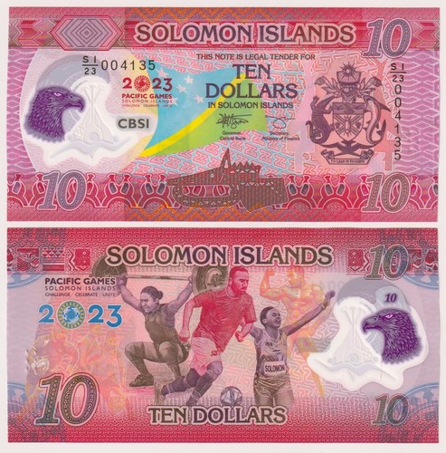 Solomon Islands 10 Dollars 2023 P-39 UNC Polymer Banknote 17th Pacific ...