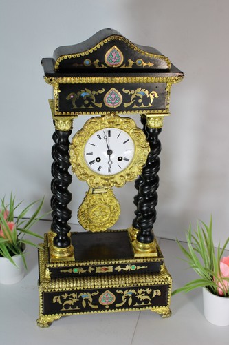 Antique napoleon III Wood inlay column clock | eBay