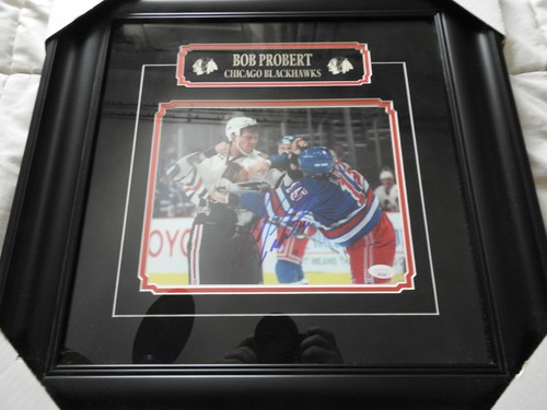 BOB PROBERT SIGNED FRAMED CHICAGO BLACKHAWKS 8X10 PHOTO W/PROOF JSA COA ...