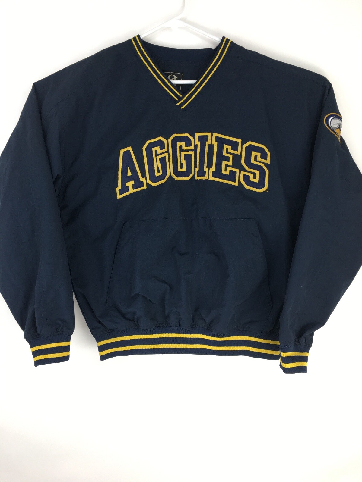 Mens Small Pull Over AGGIES Jacket Shirt Nylon Waist Zip Baseball Lined ...
