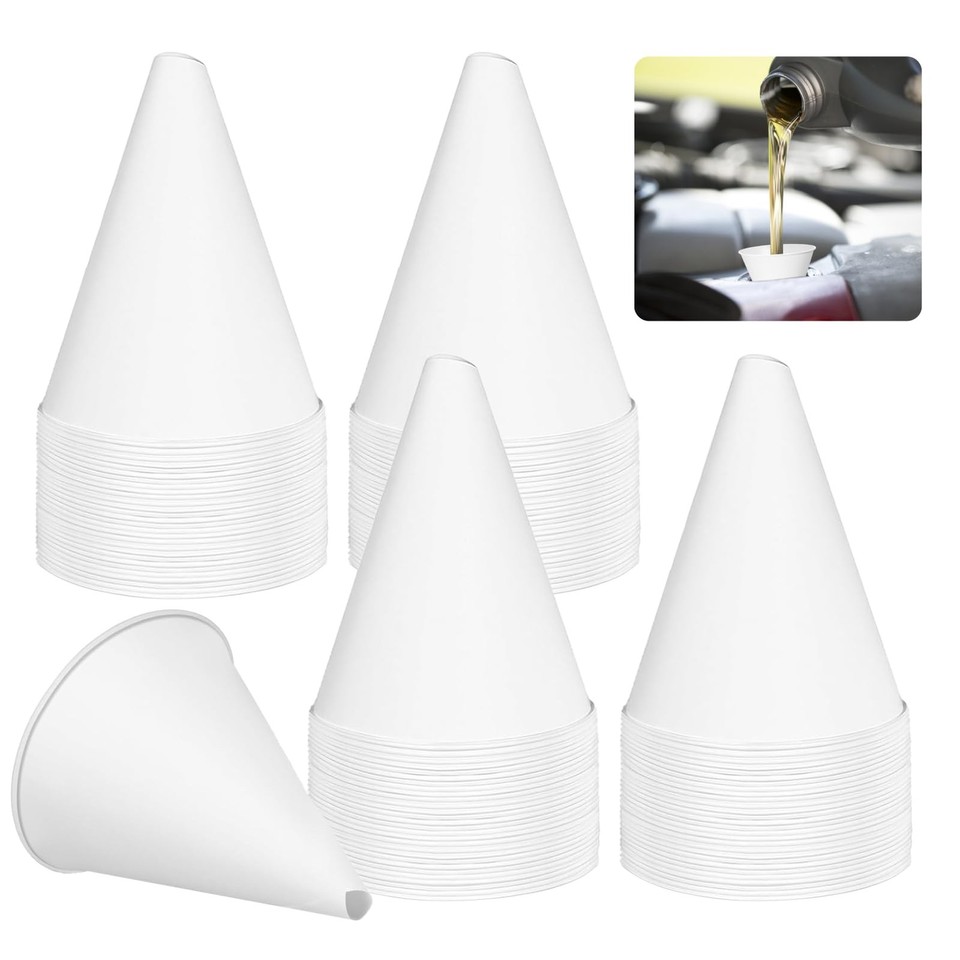 100 Pcs Disposable Engine Oil Funnels, Paper Fuel Funnels Dispenser ...