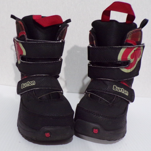 Burton Grom Black Red Plaid Youth Size 11c Snowboard Boots | eBay